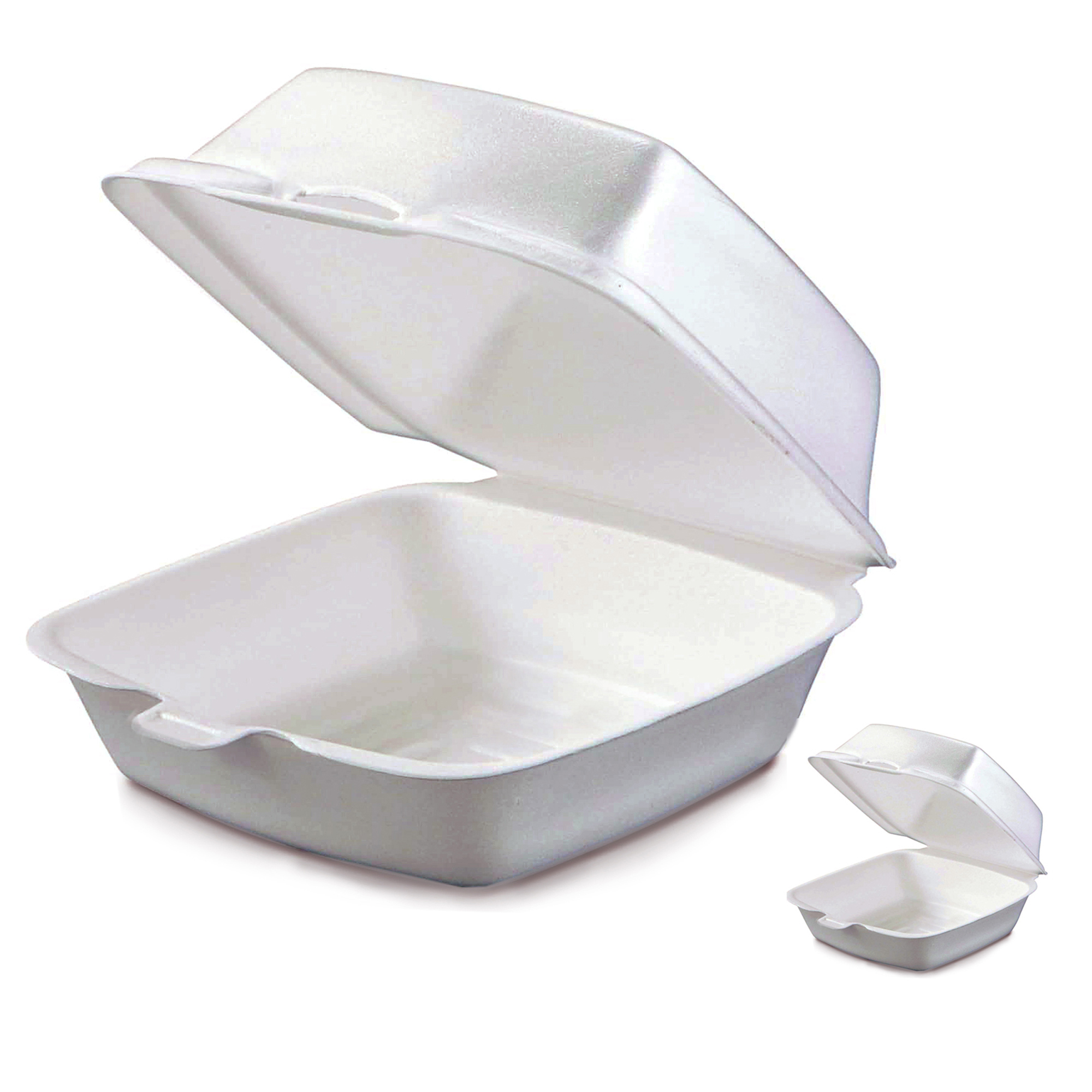 Large 5 Inch White Foam Sandwich Hinged Lid Containers - Continental ...
