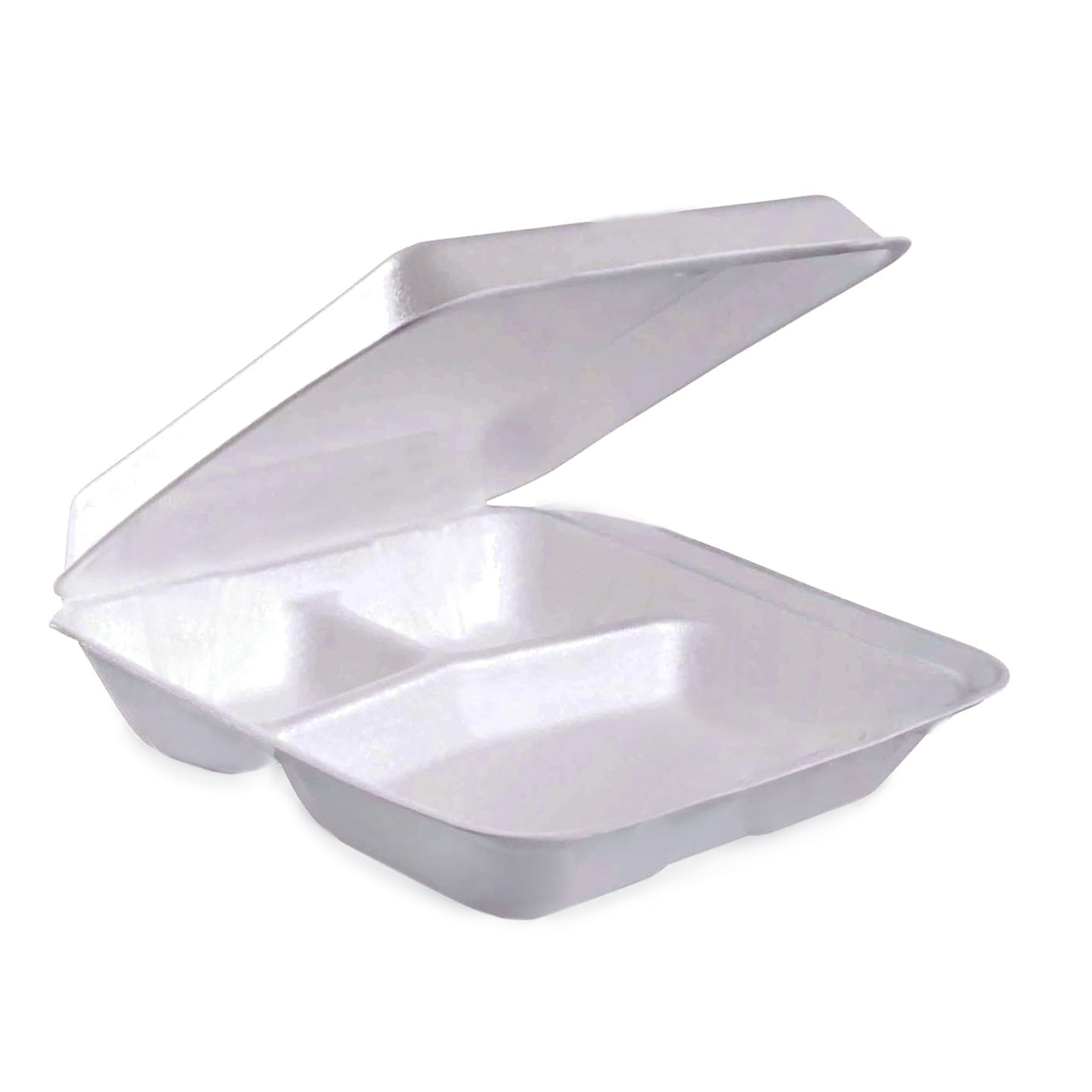 8 Inch White Foam Hinged Lid Containers Single Compartment ...
